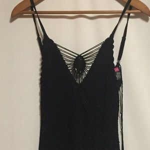 Say What? | Tops | Black Woven Spaghetti Strap Top | Poshmark